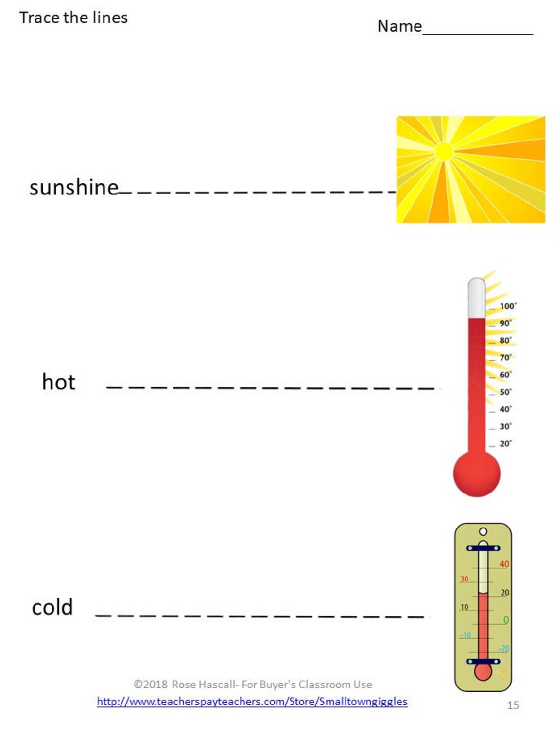 Weather Tracing Activities Early Childhood Special Education Preschool ...