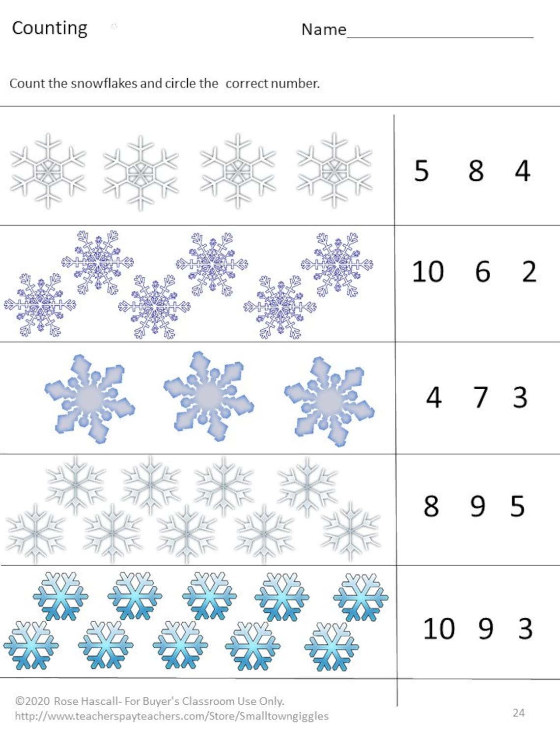 Winter Math Worksheets, Distance Learning, Digital Download, Printable ...