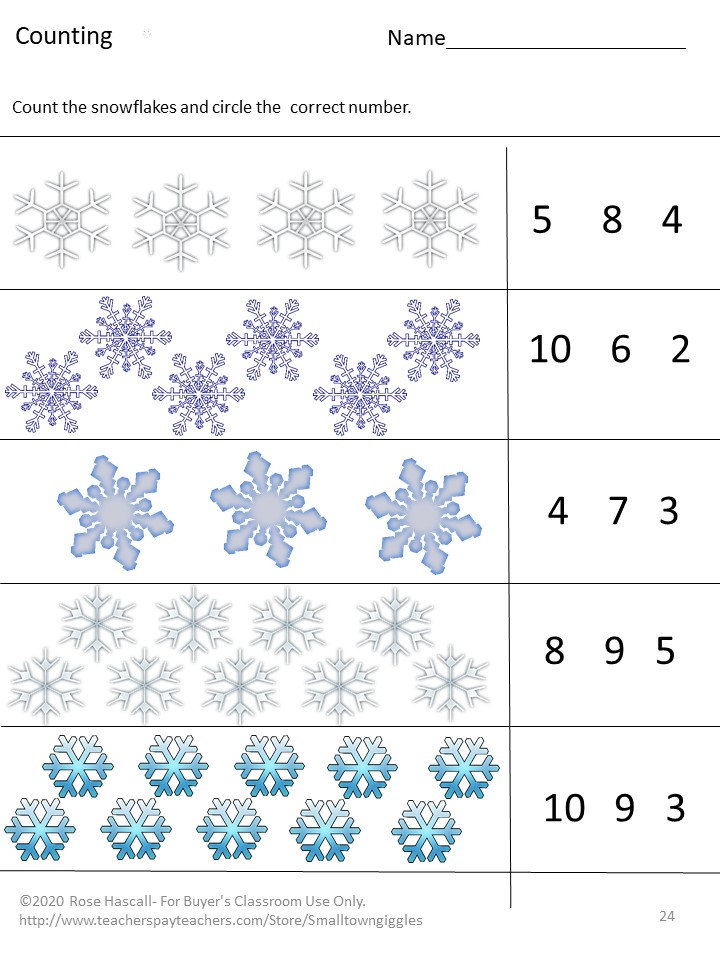 Winter Math Worksheets, Distance Learning, Digital Download, Printable ...