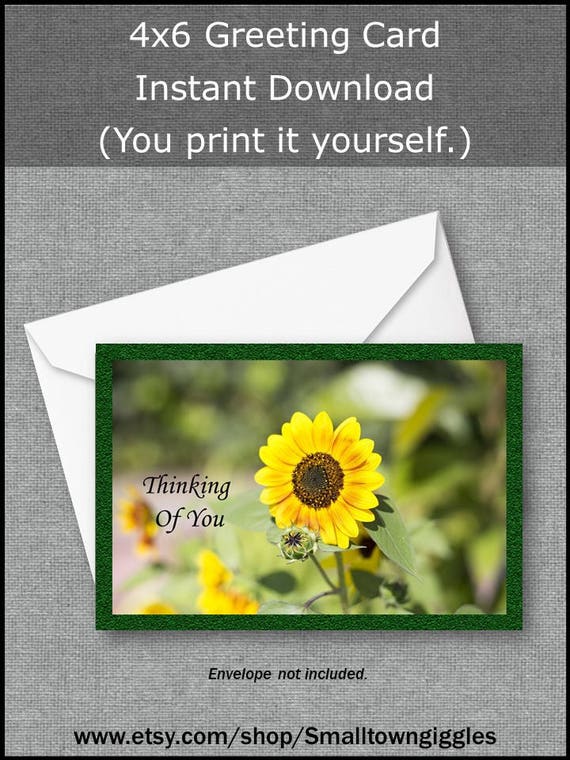 Printable Digital Download Sunflower Thinking of You All | Etsy
