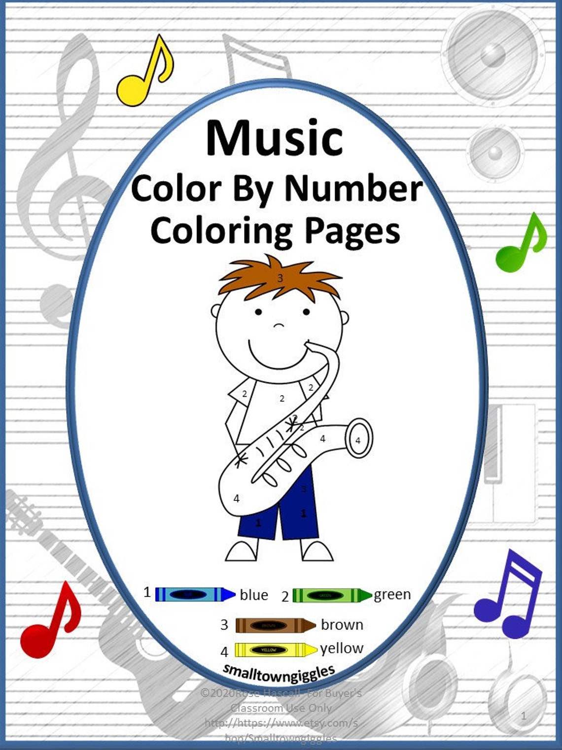Music Color by Number, Color by Code, Early Childhood, Digital Down ...