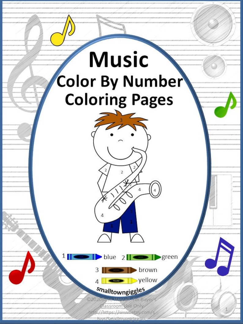 Music Color by Number, Color by Code, Early Childhood, Digital Down ...