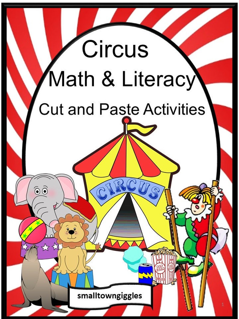 Circus Math Literacy Cut and Paste Activities Fine Motor Digital ...
