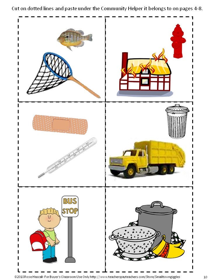 Community Helpers Interactive Cut and Paste Flip Book Special Education ...