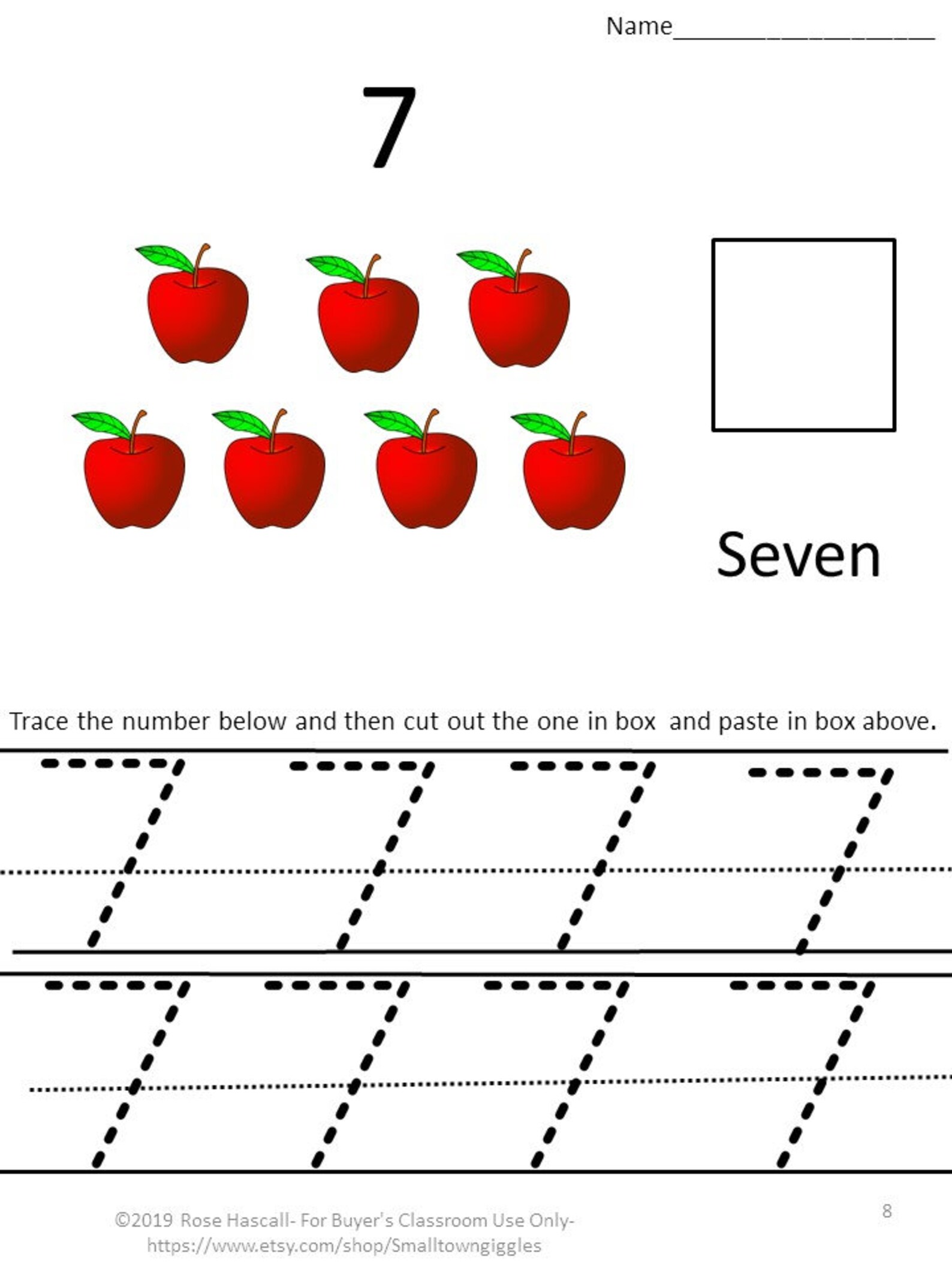 Number Tracing 1-10, Numbers Cut and Paste Worksheets,kindergarten ...