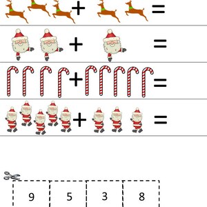 Christmas Math Centers,math Worksheets, Fine Motor Skills,cut and Paste ...