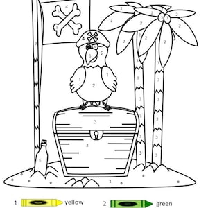 Pirate Color by Number Coloring Pages, Digital Download,early Childhood ...