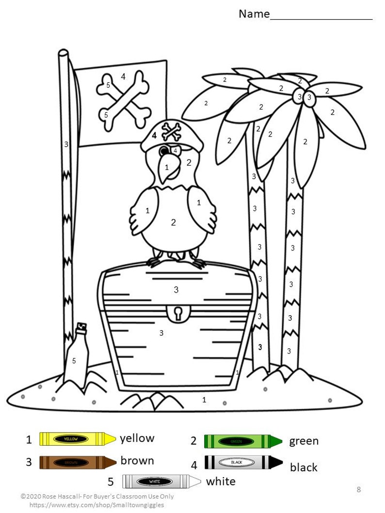 Pirate Color by Number Coloring Pages, Digital Download,early Childhood ...
