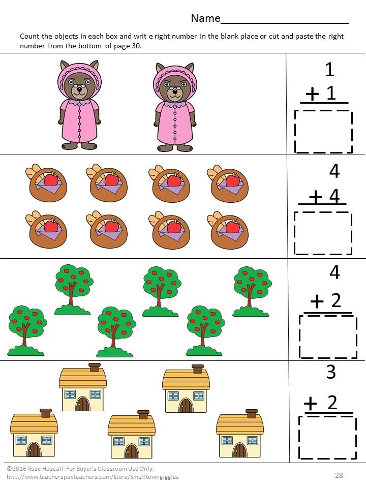 Little Red Riding Hood Kindergarten Math Literacy Cut and Paste ...