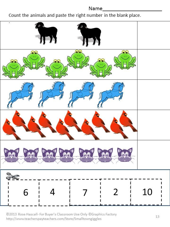 Brown Bear Cut and Paste Math and Literacy Fine Motor Skills Counting ...