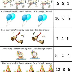 New Year's Counting Worksheets, Celebrating the New Year Math Cut and ...