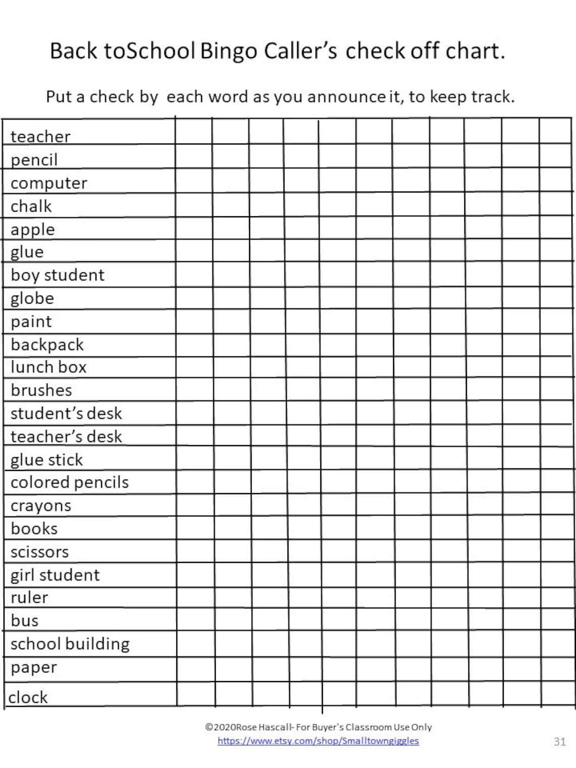 Back to School Bingo, Digital Download Printable Early Childhood ...