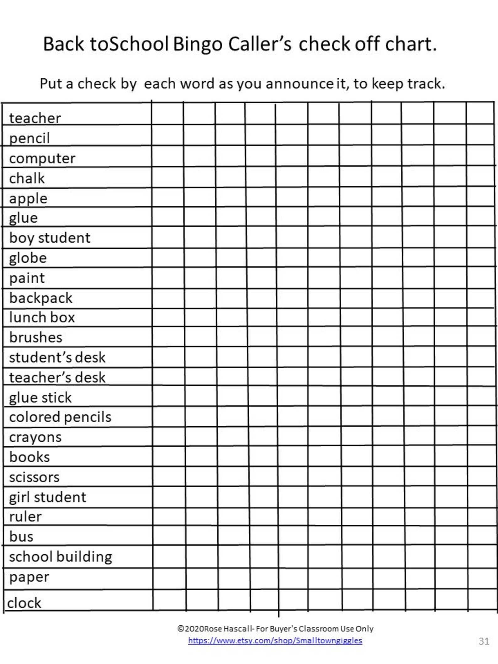 Back to School Bingo, Digital Download Printable Early Childhood ...