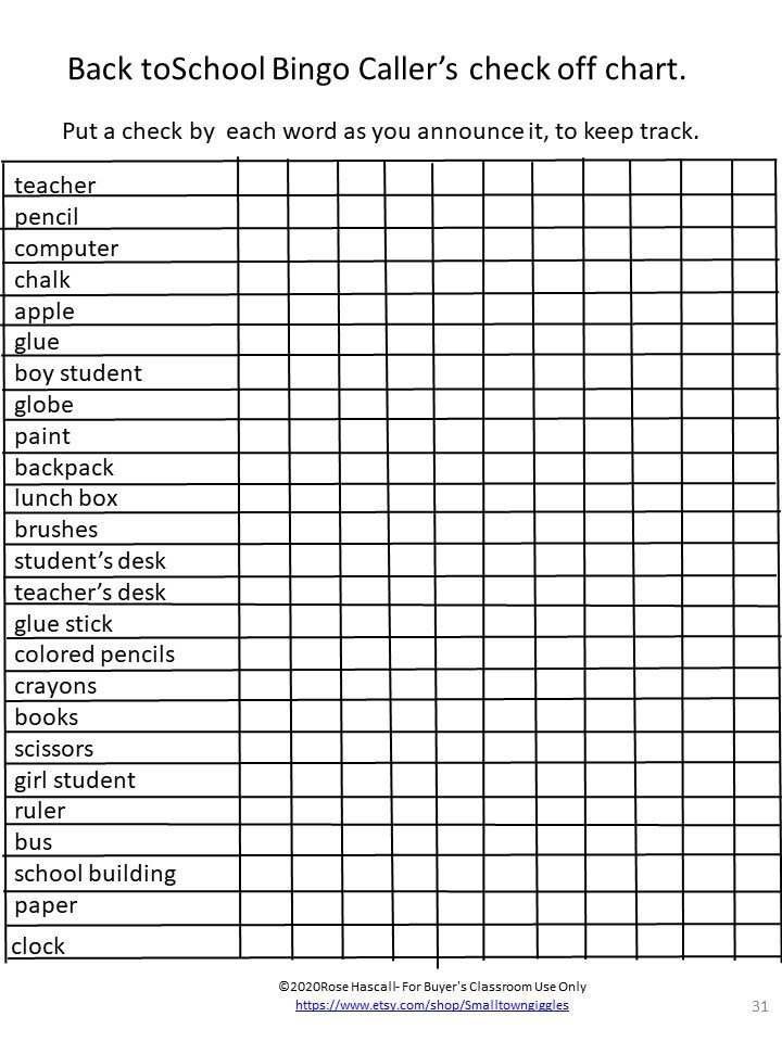 Back to School Bingo, Digital Download Printable Early Childhood ...