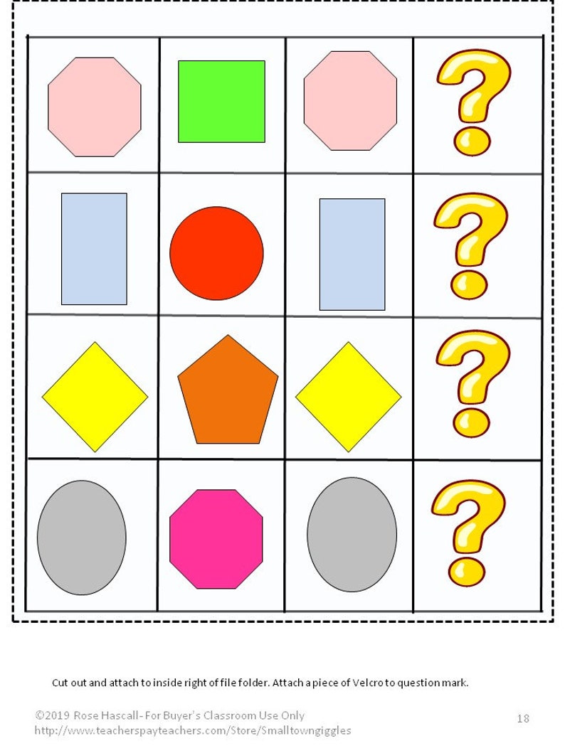 Shape Activities for Early Learners, File Folder Games, Math Literacy ...