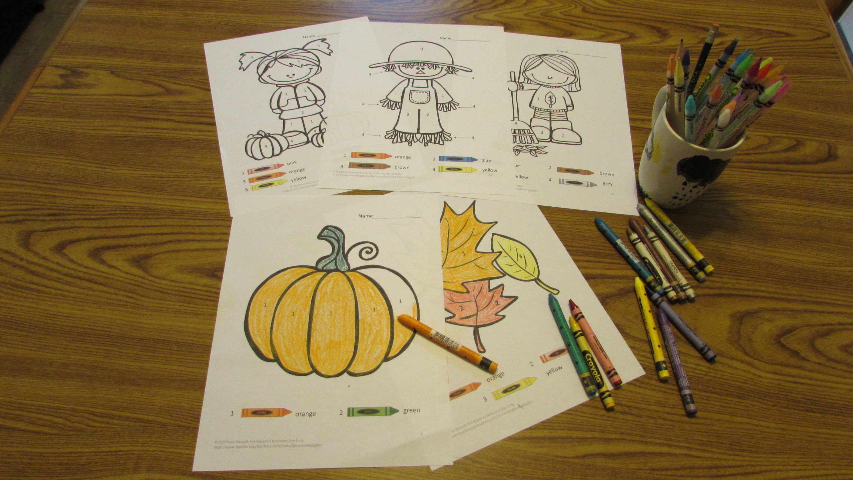 Fall Color by Number Math Center Kindergarten Special Education Autism ...