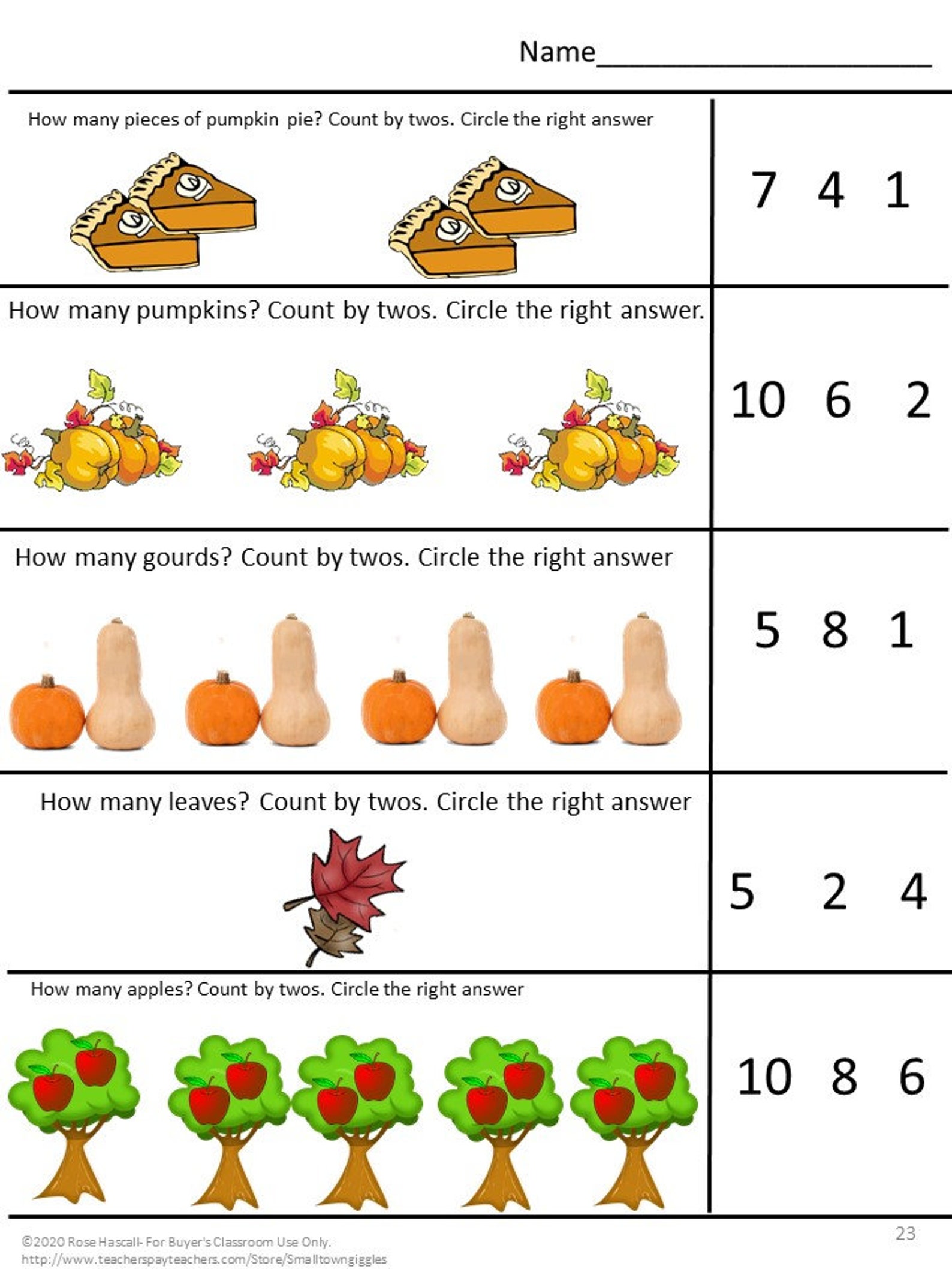 Fall Math Worksheets Digital Download and Print Distance Learning P-K ...