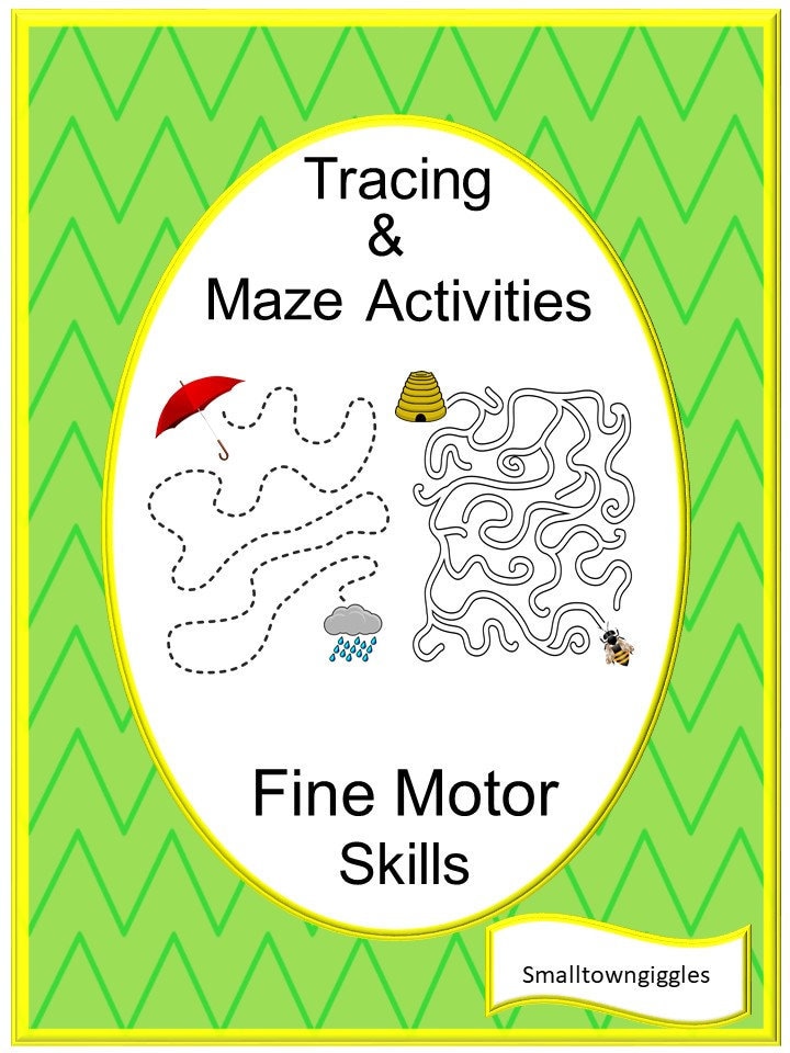 Tracing and Mazes Fine Motor Activities No Prep Printable Worksheets P ...