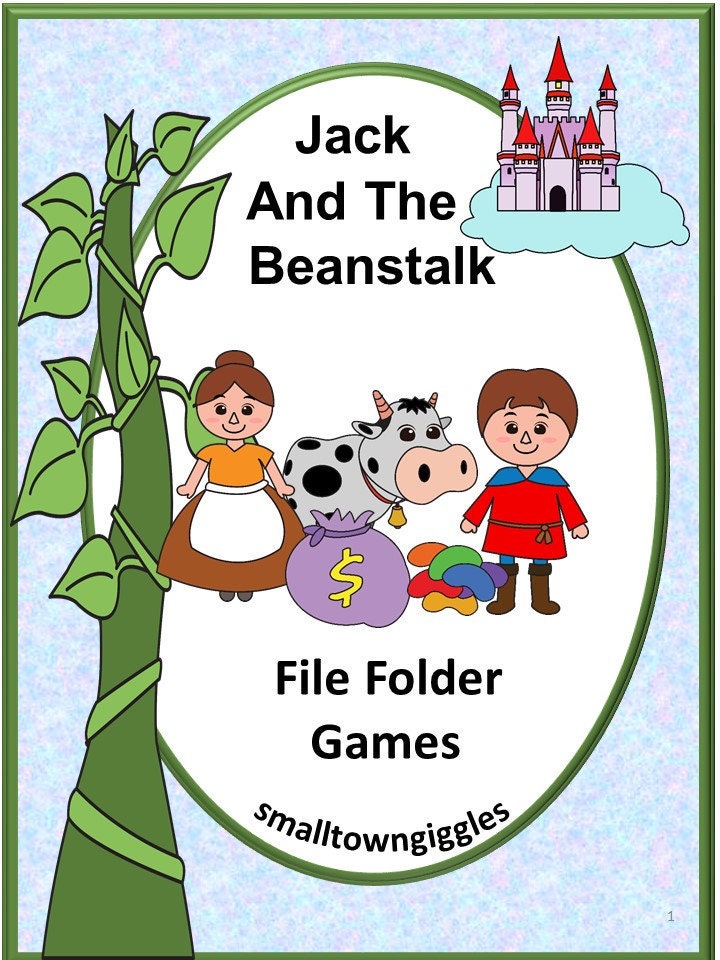 Jack and the Beanstalk File Folder Games P-K,K, Special Ed. Fine Motor ...