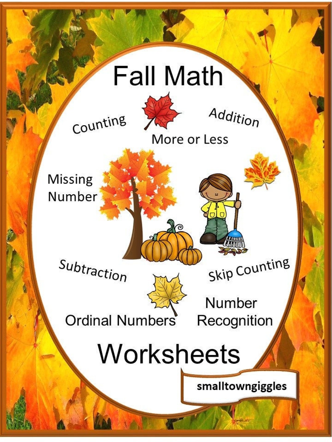 Fall Math Worksheets Digital Download and Print Distance Learning P-K ...