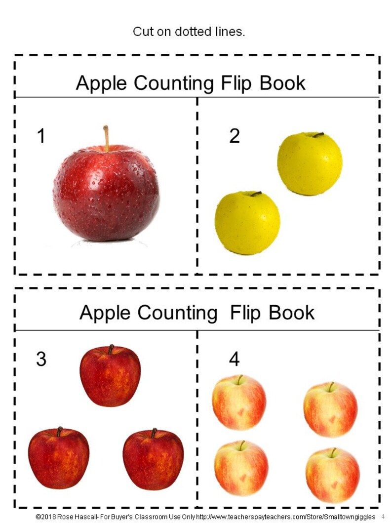 Apple Counting Interactive Cut and Paste Flip Book Special Education ...