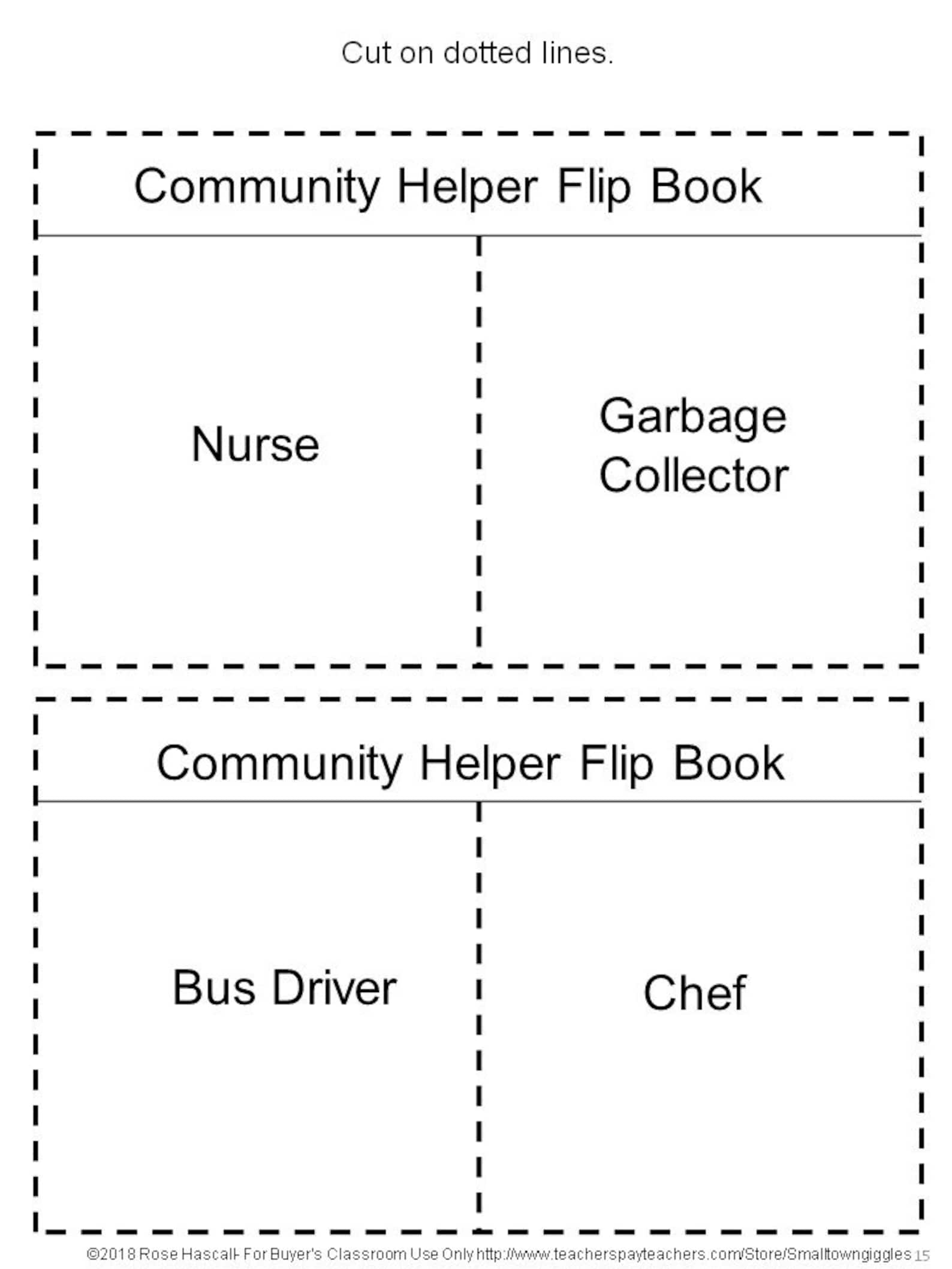 Community Helpers Interactive Cut and Paste Flip Book Special Ed, K-P ...