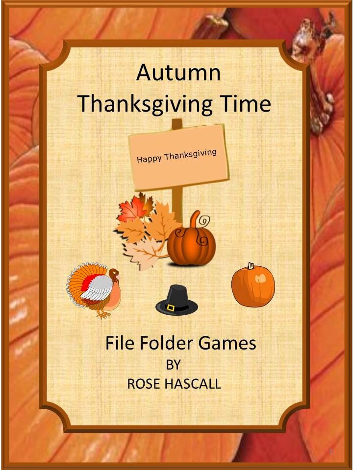 Autumn -thanksgiving Time File Folder Games PK, K, Special Education ...