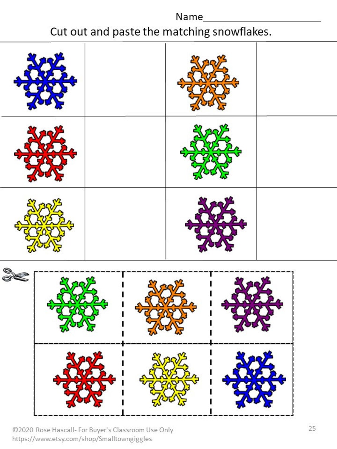 Color Matching, Cut and Paste Activities, Special Education Autism ...