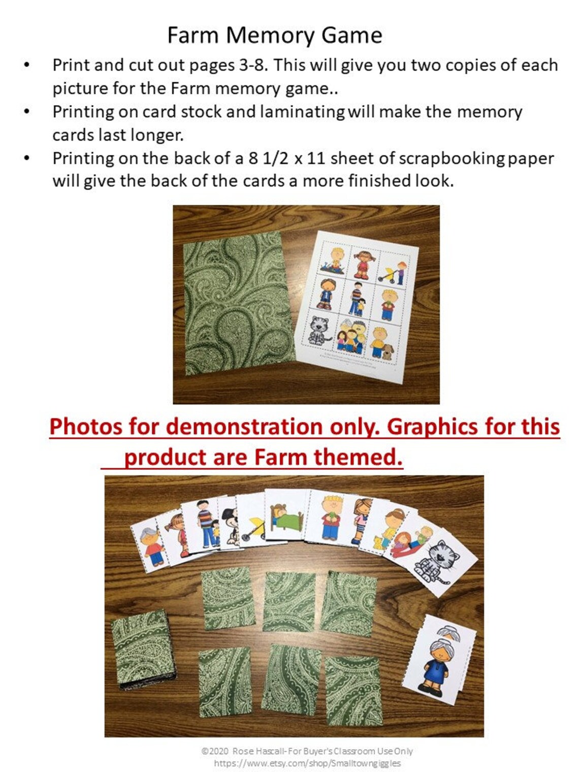 Farm Memory Matching Game Early Childhood Kindergarten - Etsy