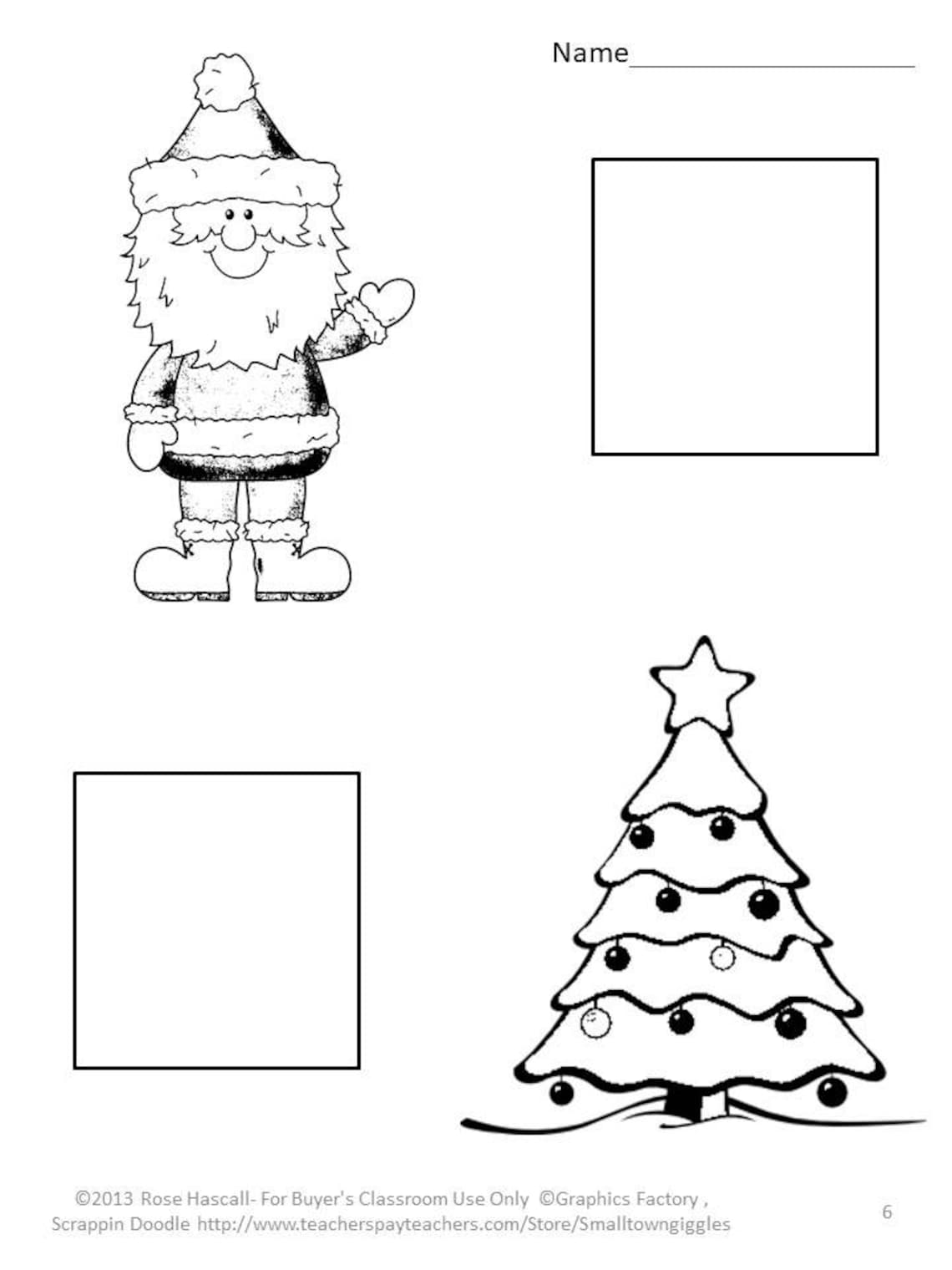 Christmas Cut and Paste Coloring Pages Fine Motor Skills, Preschool ...