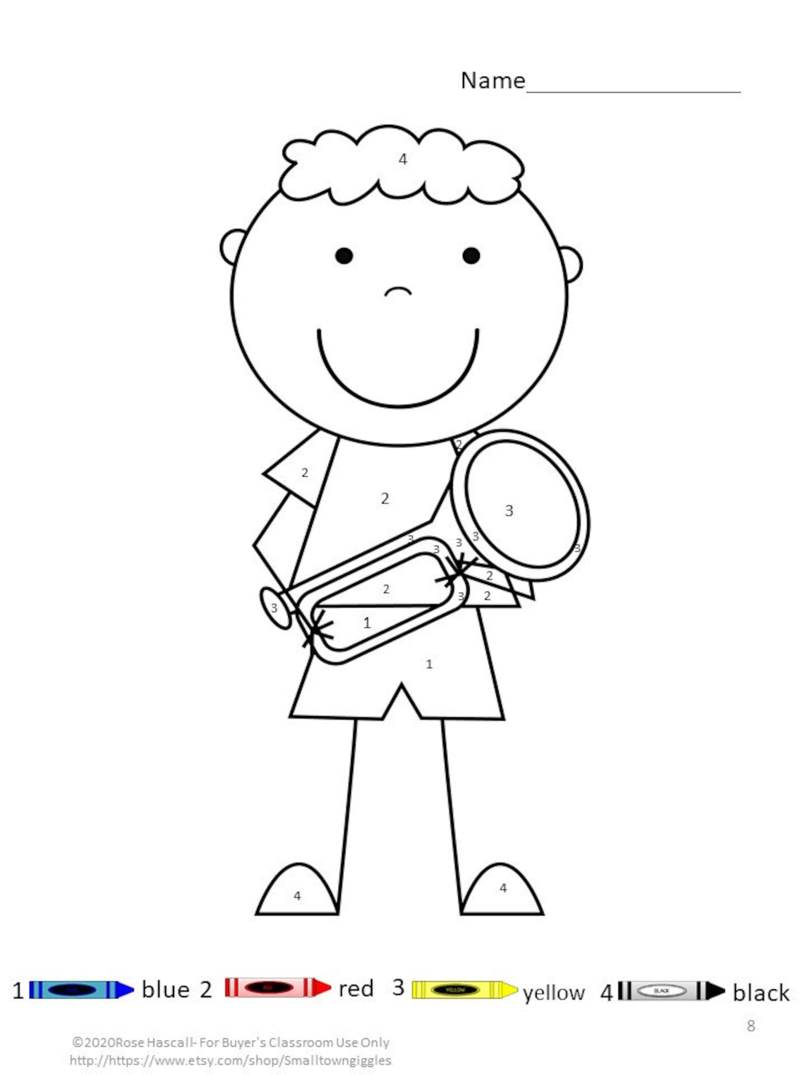 Music Color by Number, Color by Code, Early Childhood, Digital Down ...