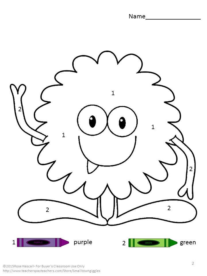 Monster Color by Number, Color Recognition, Number Recognition, Fine ...