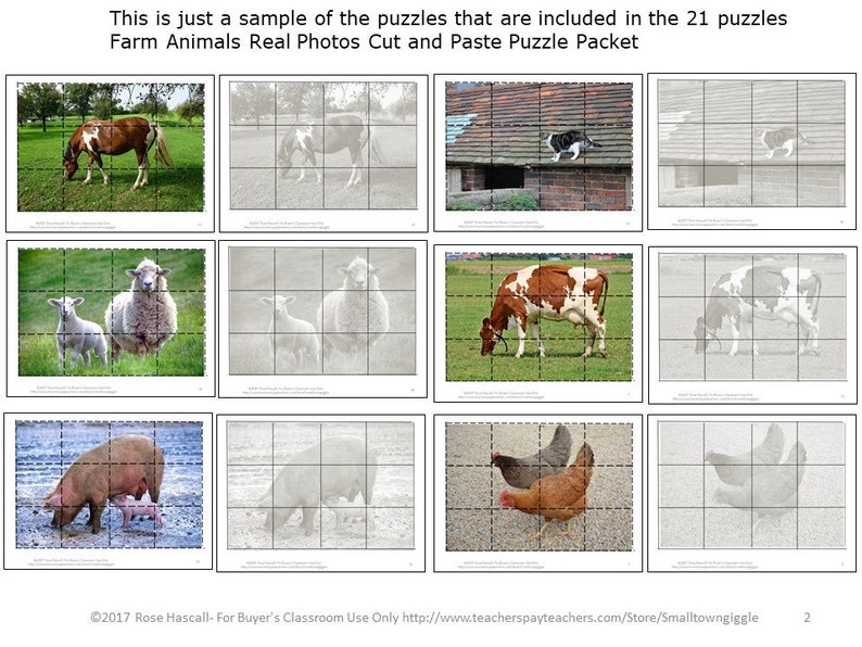 Teaching Materials, Farm Animals, Cut and Paste, Printable Puzzles ...