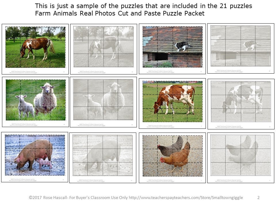 Teaching Materials, Farm Animals, Cut and Paste, Printable Puzzles ...