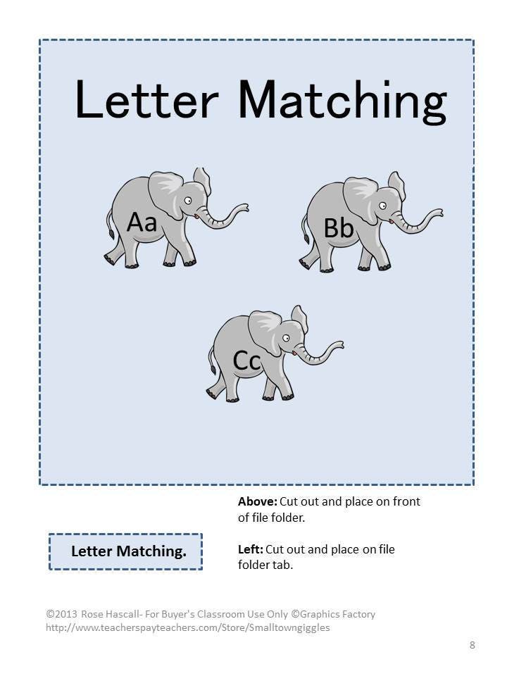 Zoo File Folder Games Fine Motor Skills Color Matching Letter Matching ...