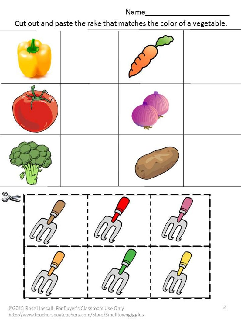 Planting a Vegetable Garden Math Literacy Cut Paste Packet P-K, K ...