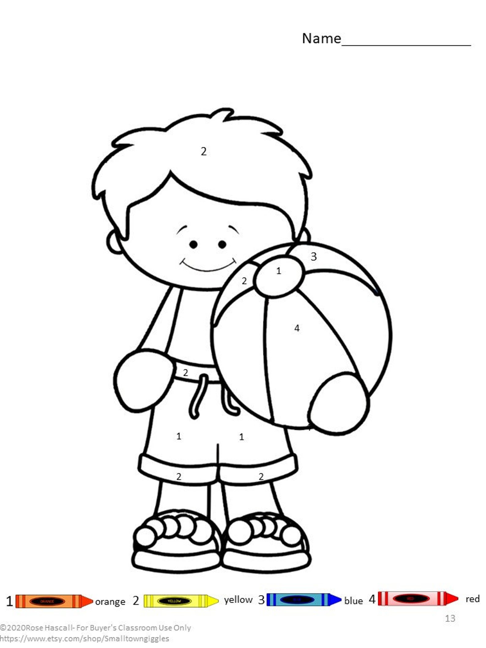 Beach Fun Summer Color by Number Fine Motor Activities, Preschool ...