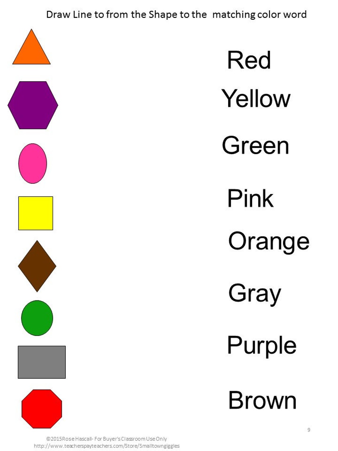 Shapes Matching Color Recognition P-K, K, Autism Activities Special ...