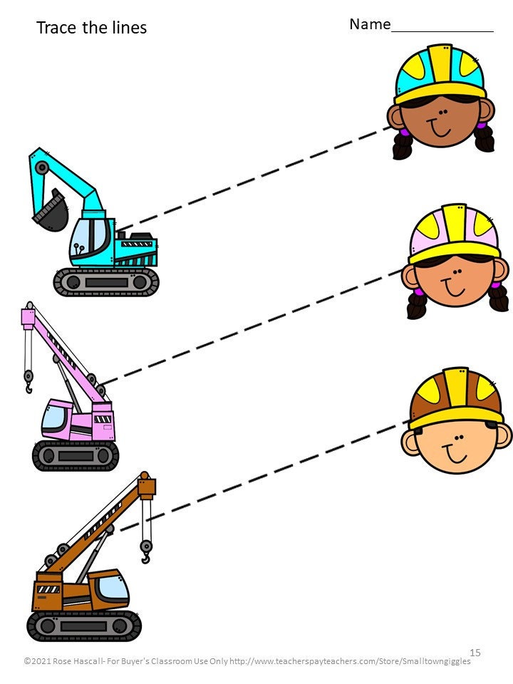 Road Construction Tracing Activities, Fine Motor Skills, Pre-k ...