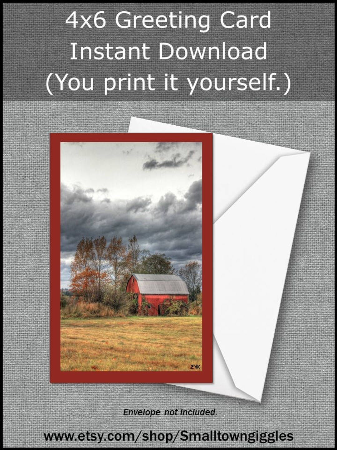 Rural Scene Greeting Card Old Barn All Occasions Instant Download ...
