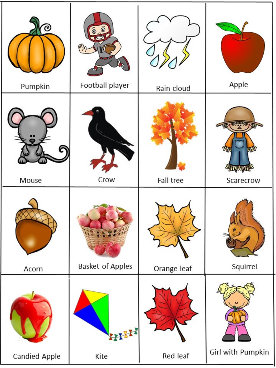 Autumn Fall BINGO Game, Listening Skills + Visual Discrimination ...