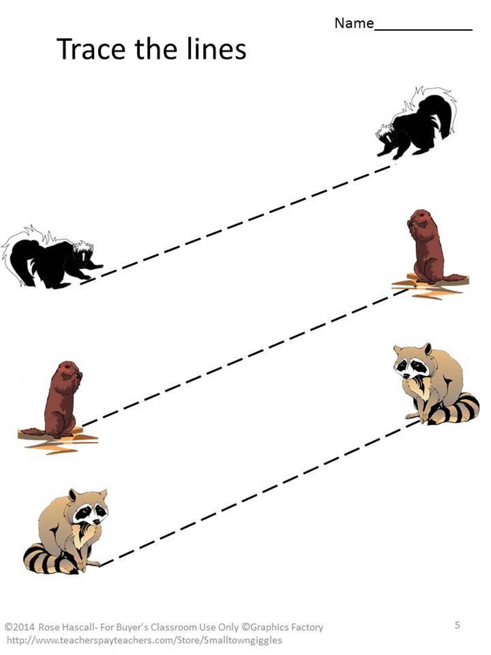 Animals Tracing Lines Worksheets Internet Activities P-K,K, Special ...