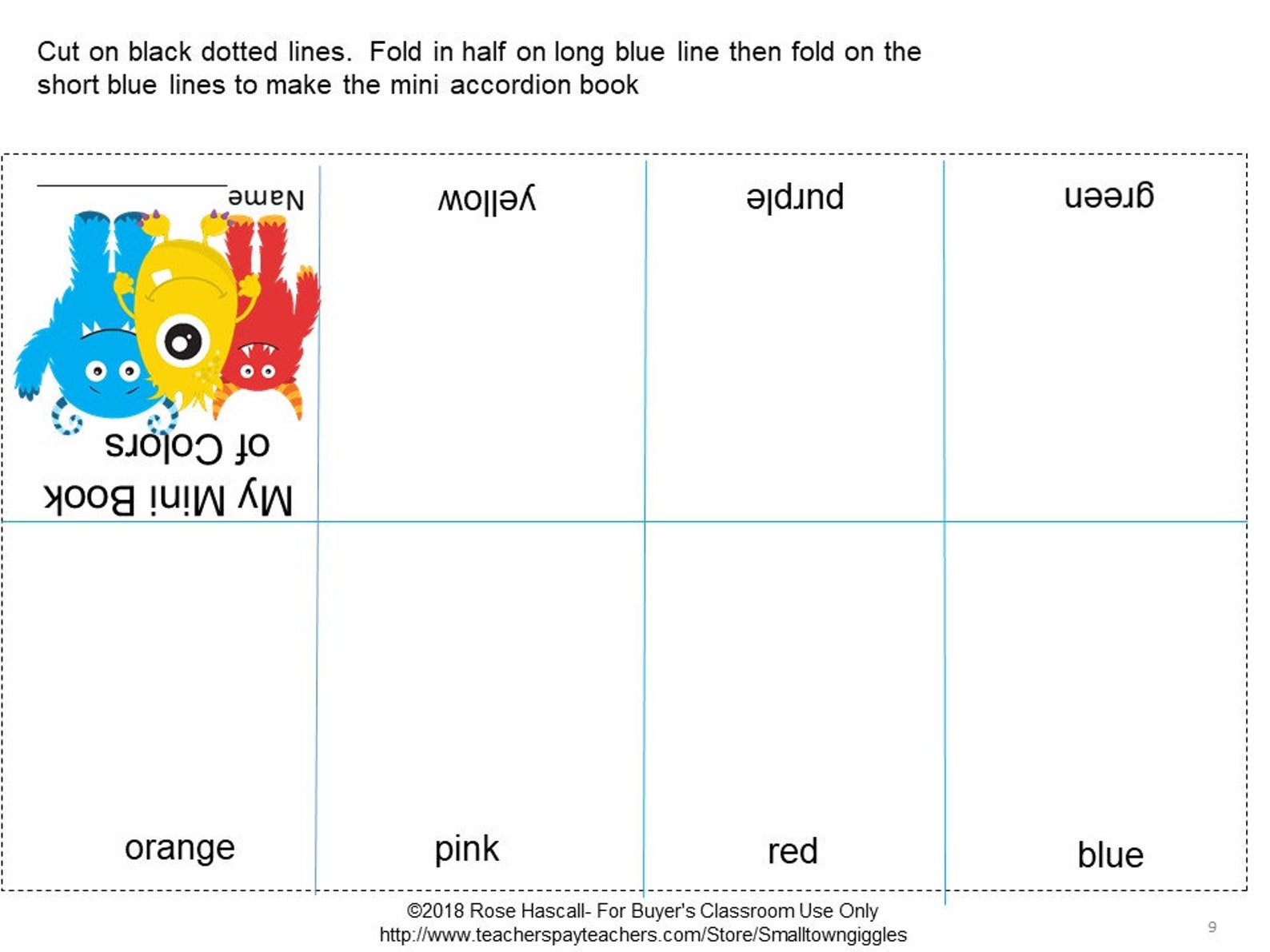 Match the Colors Cut and Paste Mini Accordion Book Set Preschool ...