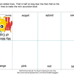 Match the Colors Cut and Paste Mini Accordion Book Set Preschool ...
