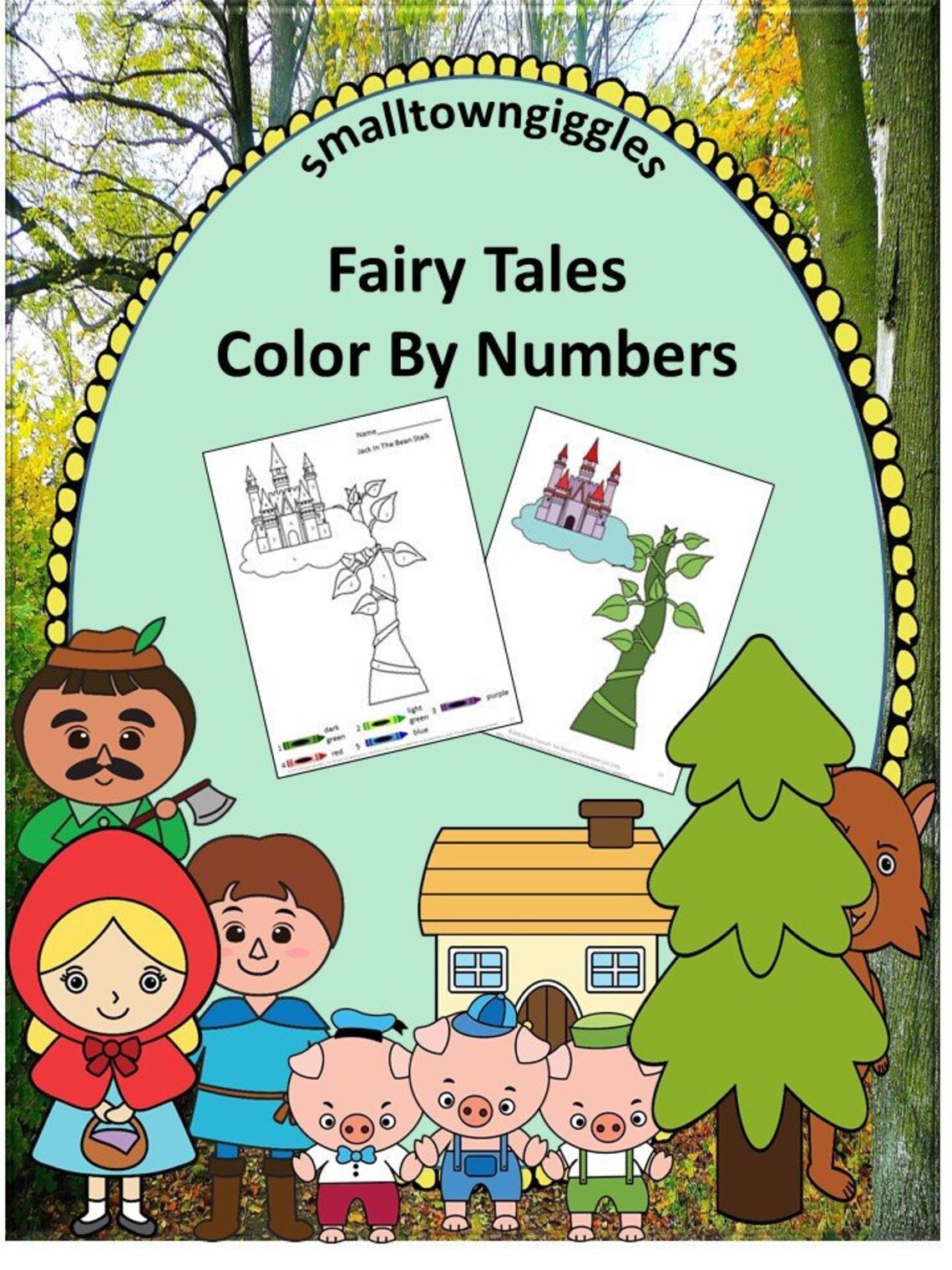 Fairy Tales Coloring Pages, Color by Number, Digital Download ...
