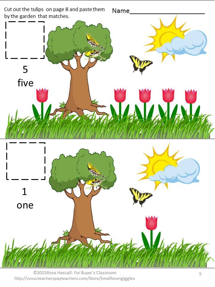 Spring Math Center Activity Counting the Tulips P-K, K, Special ...