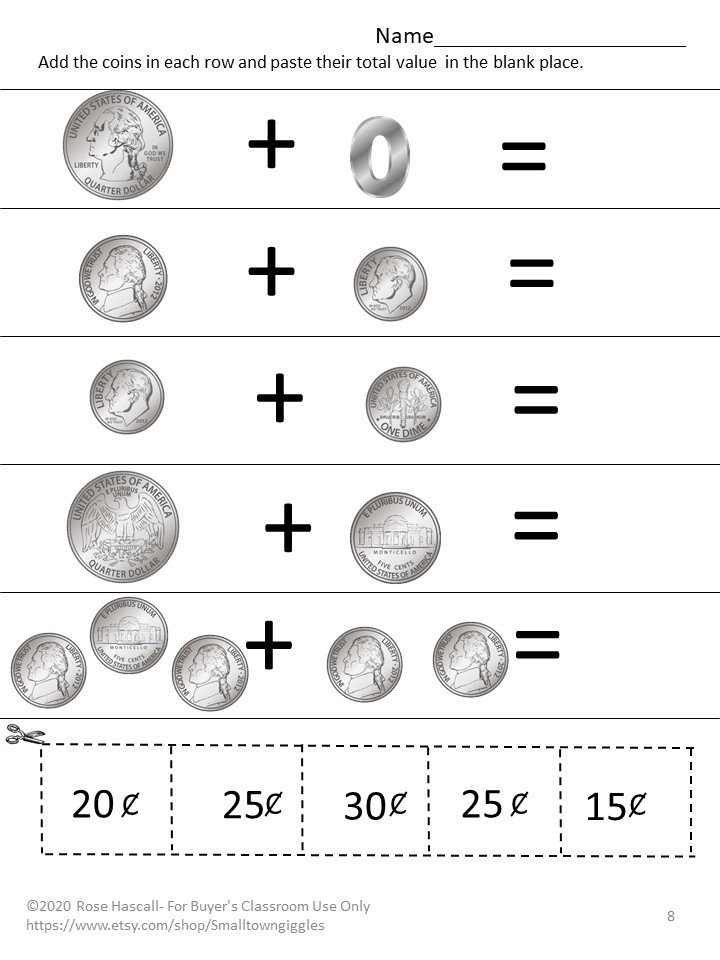Coins Money Activities Counting Coins Identifying Coins Special ...