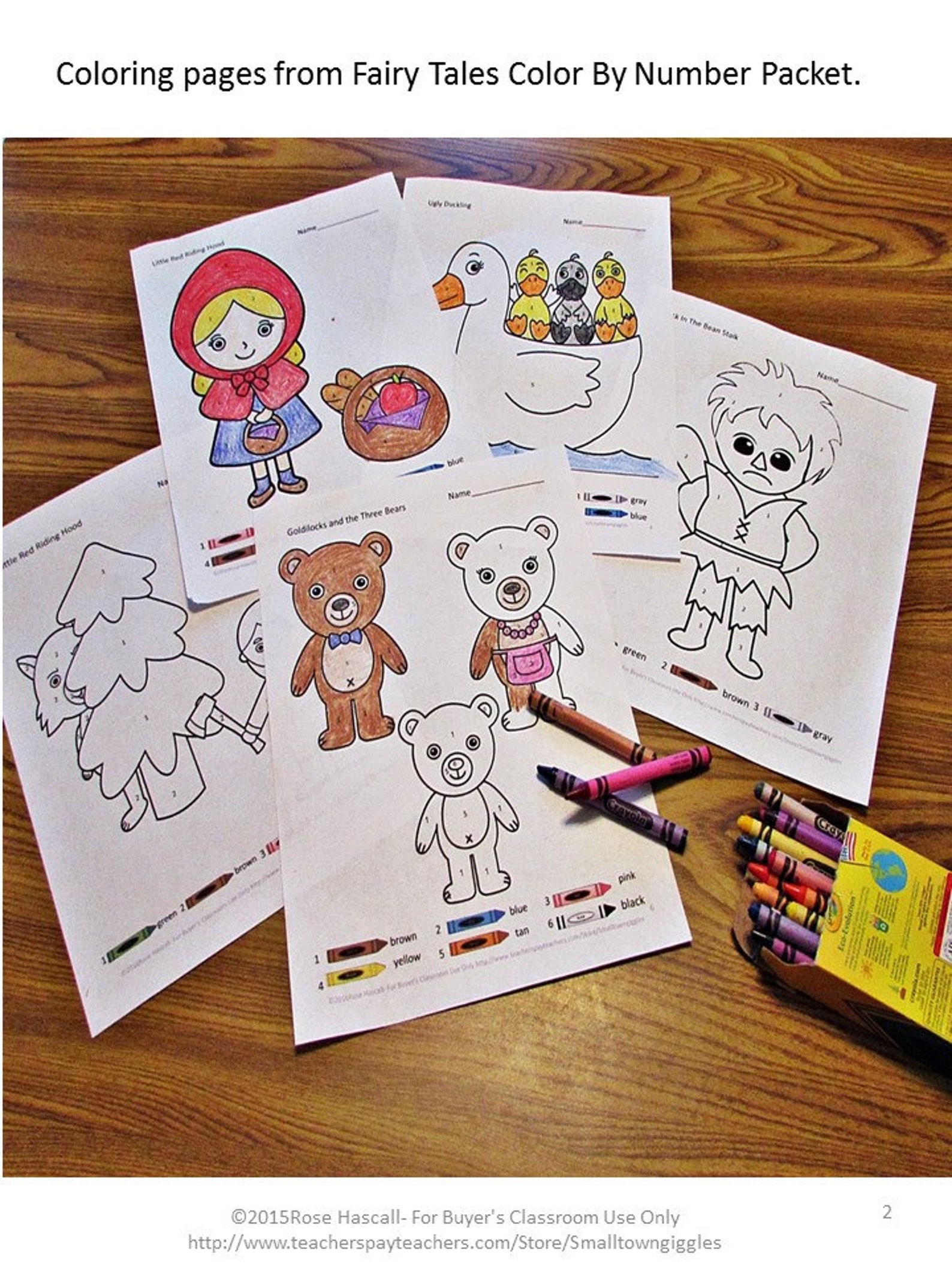 Fairy Tales Coloring Pages, Color by Number, Digital Download ...