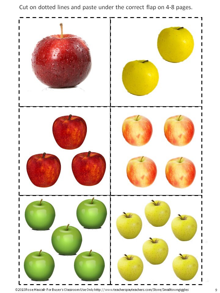 Apple Counting Interactive Cut and Paste Flip Book Special Education ...