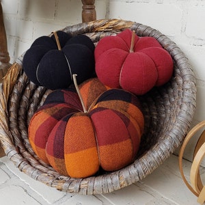 Flannel Pumpkins Fall Pumpkins Fall Decor Limited Quantity - Etsy